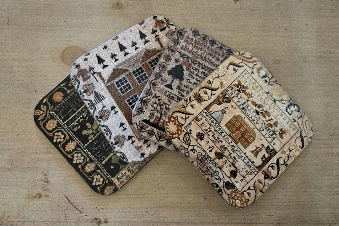 Primitive Coasters, Antique Samplers Coaters, Coaster Gift Set - Etsy