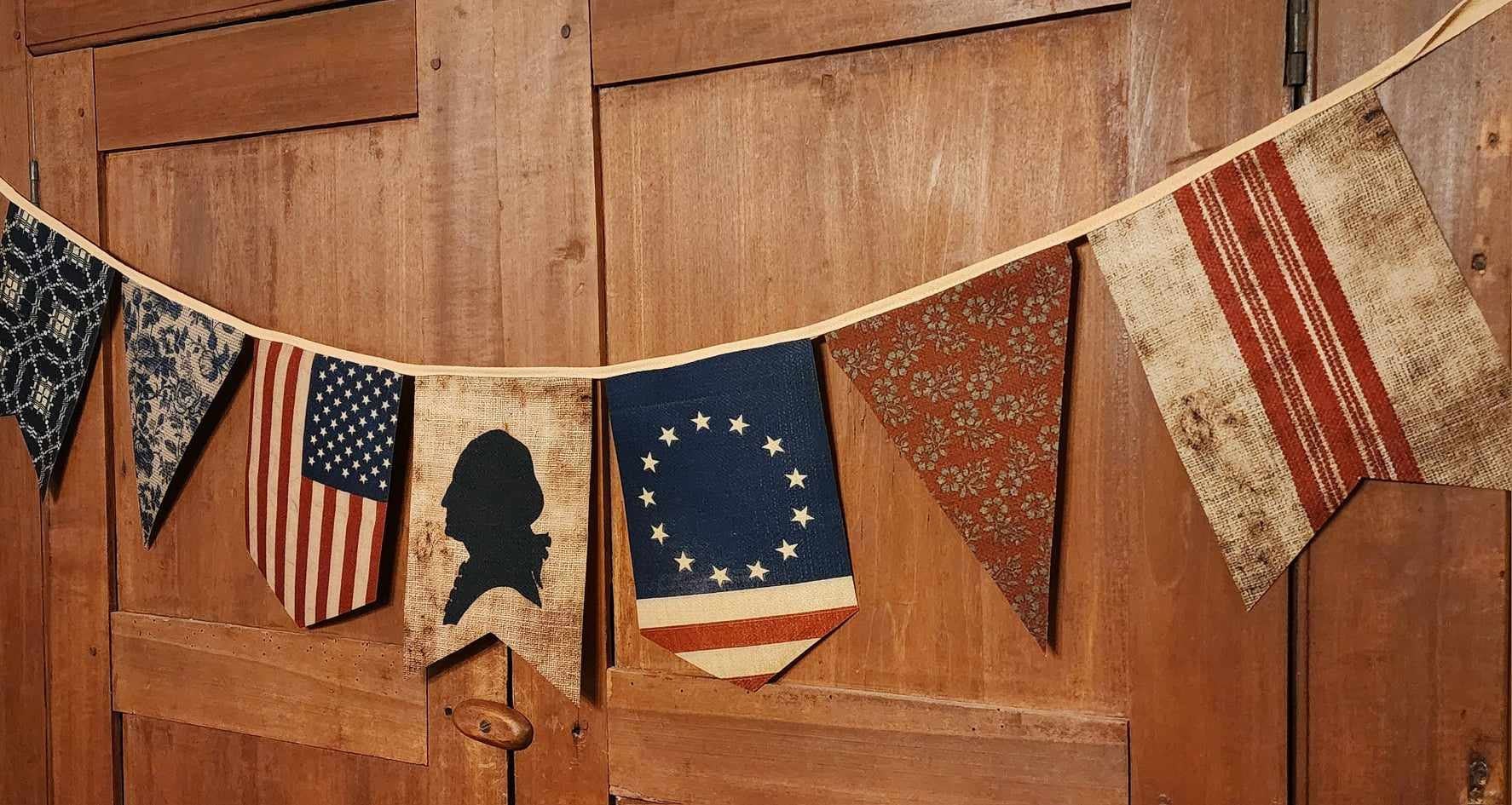 American Flag Banner,primitive George Washington Silhouette,primitive ...