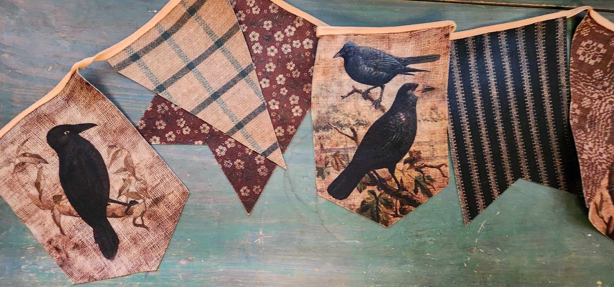 Primitive Fall Banner,crow Banner,homespun Harvest Banner - Etsy