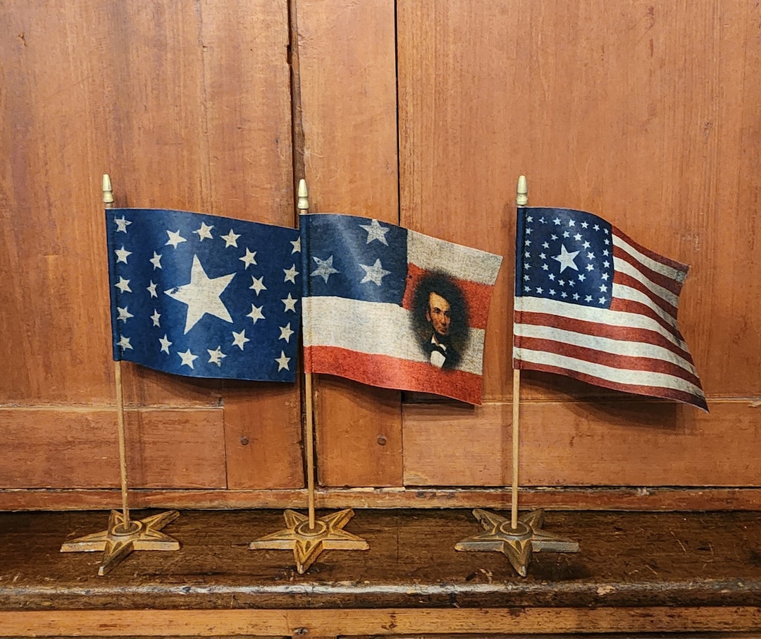 Primitive Americana Flags, Abraham Lincoln Flag,antique Flag Decor ...