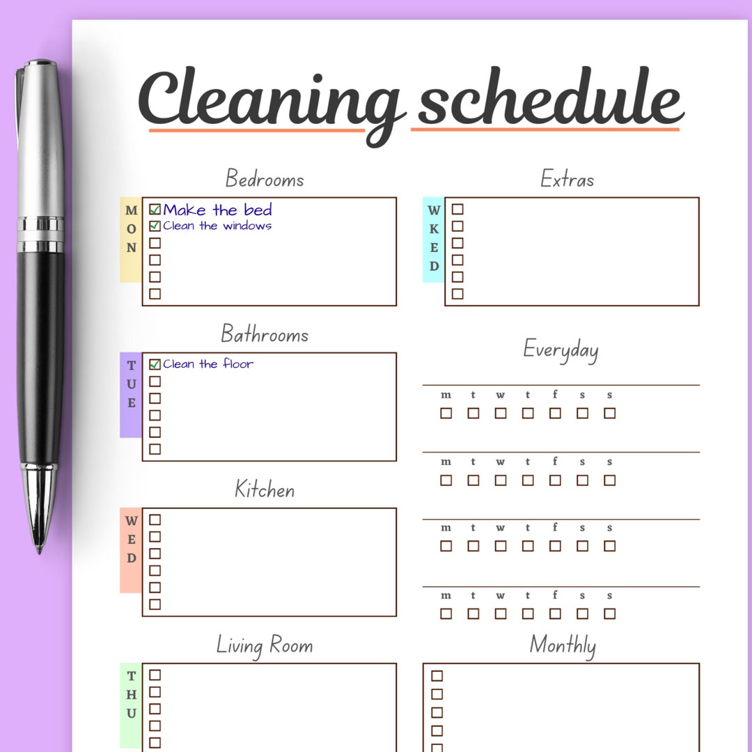 Cleaning Schedule, Weekly Cleaning Checklis, Cleaning Management, Home ...