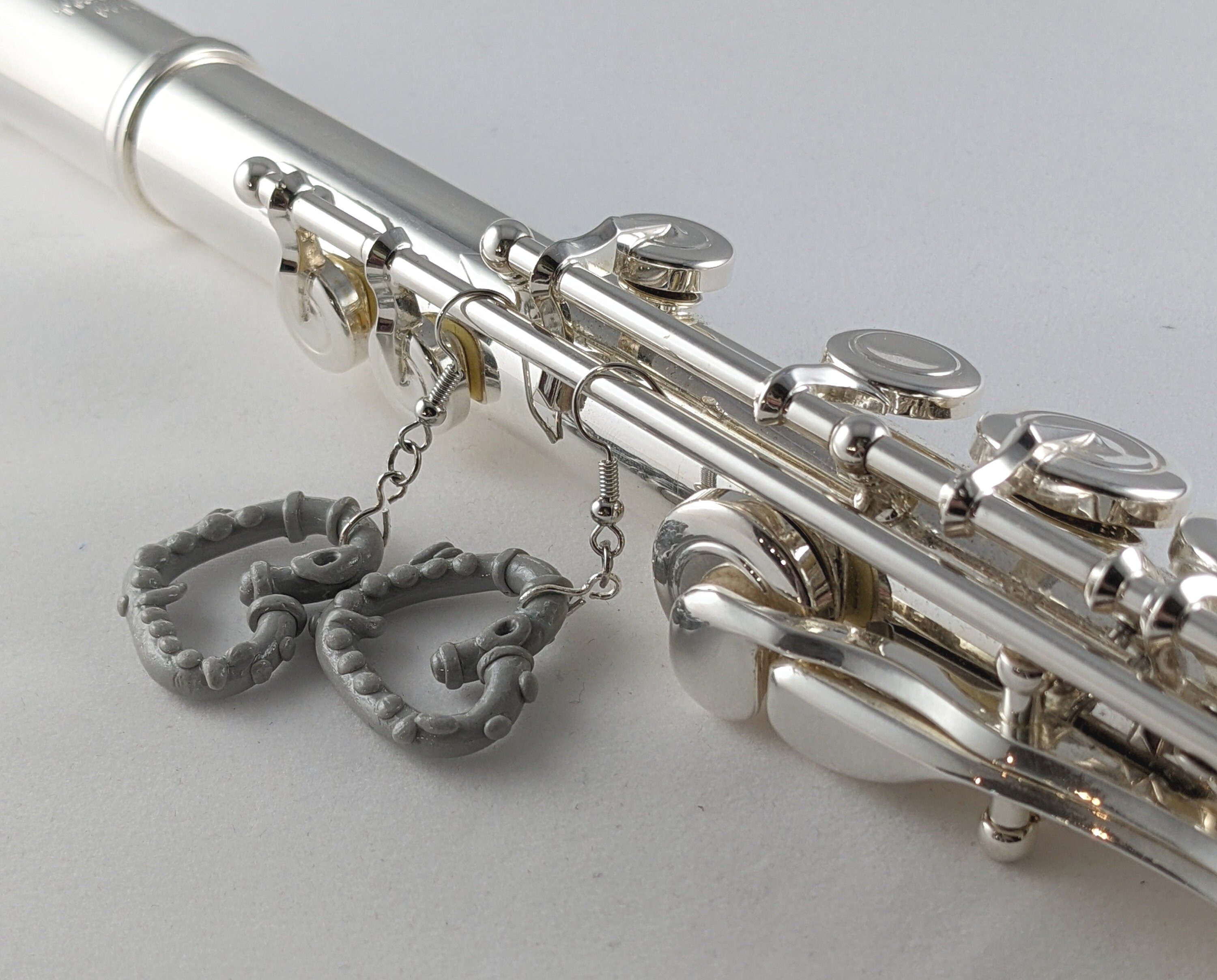 Heart Flute Earrings, Music Teacher Gift, Polymer Clay Handmade Jewelry ...