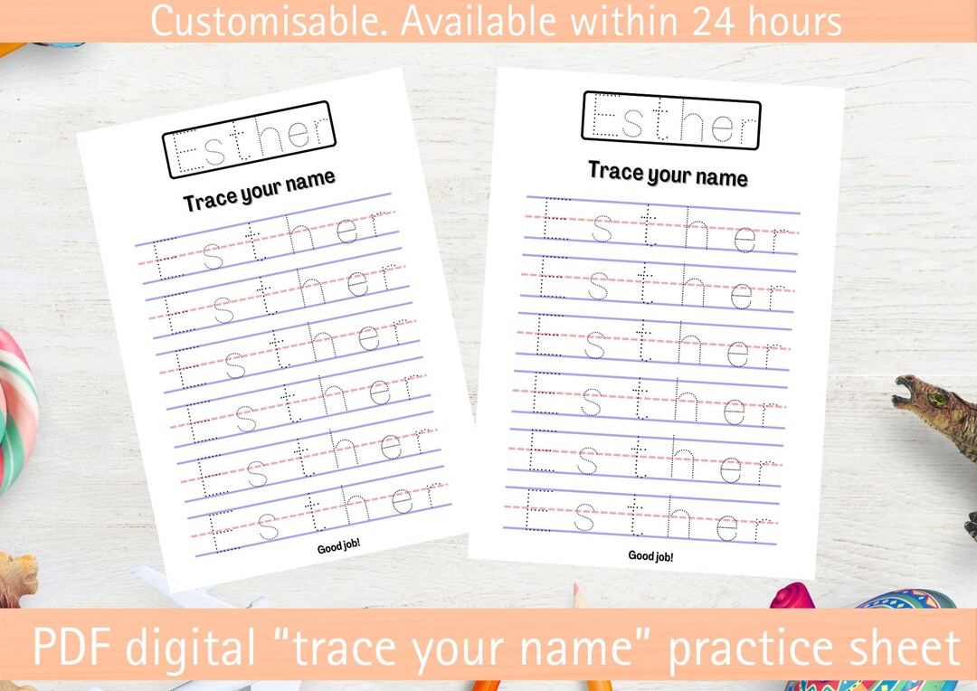 Custom Trace Your Name Sheet,pdf Digitable,printable Name Tracing Sheet ...