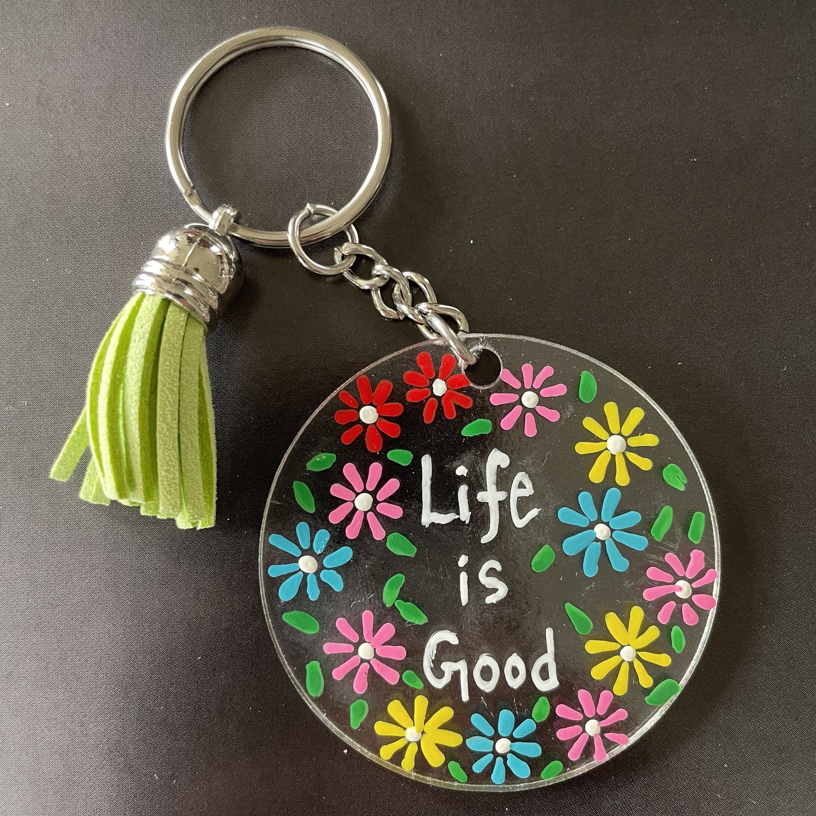 Hand Painted Keychains/bag Tags/bag Charms With Tassel: flower Power ...