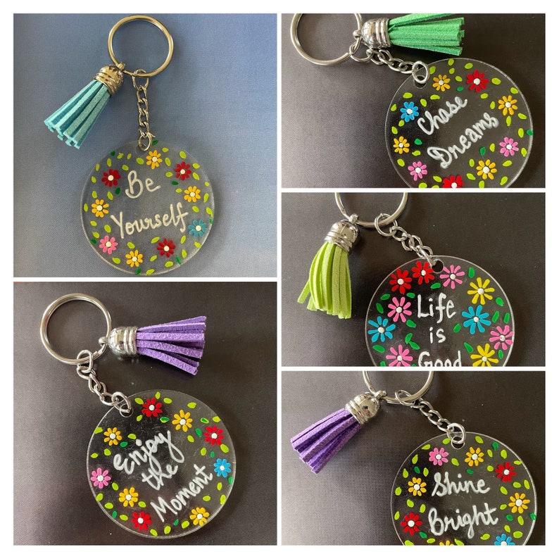 Hand Painted Keychains/bag Tags/bag Charms With Tassel: *flower Power ...