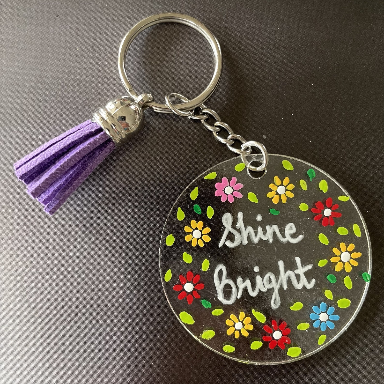 Hand Painted Keychains/bag Tags/bag Charms With Tassel: flower Power ...