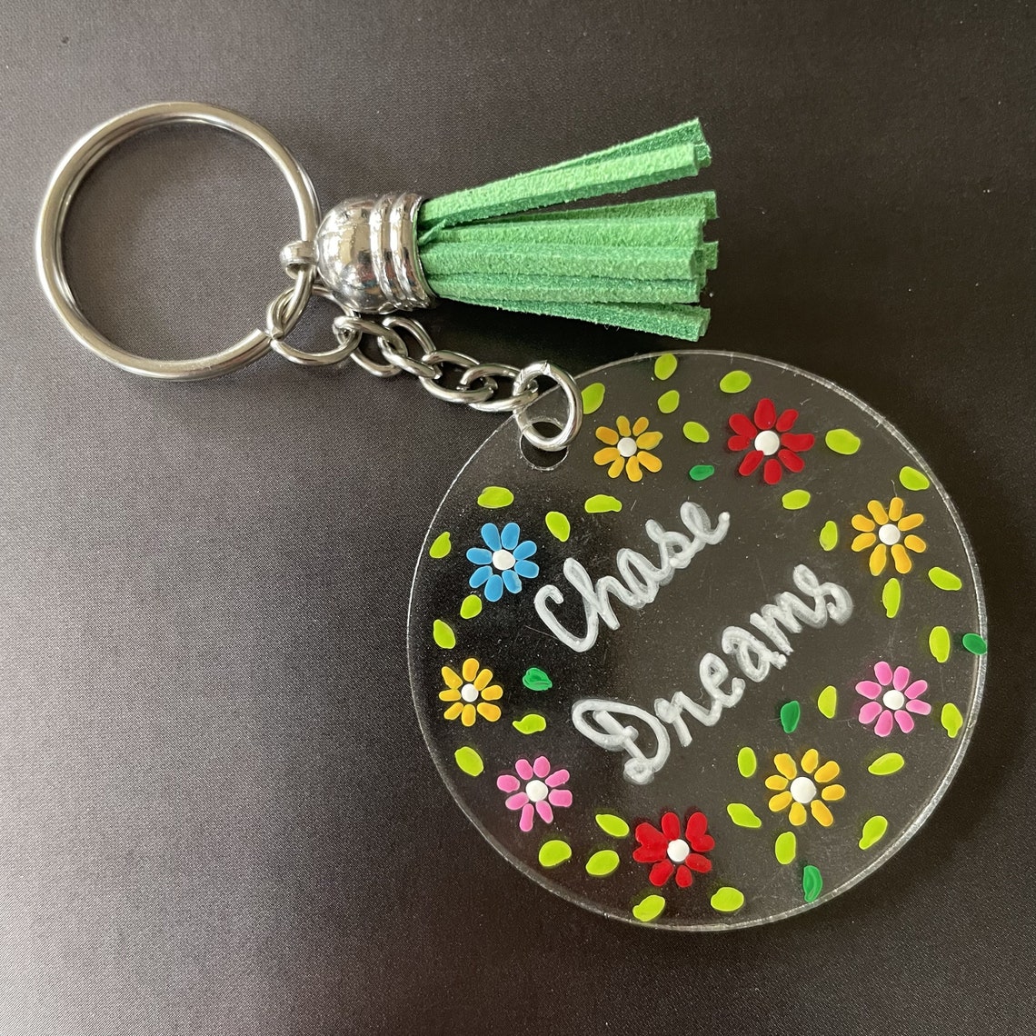 Hand Painted Keychains/bag Tags/bag Charms With Tassel: flower Power ...