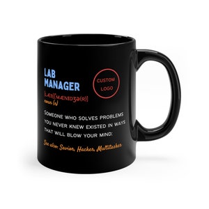 Custom Job, Funny LAB MANAGER Gift Mug for Men and Women L for Birthday ...