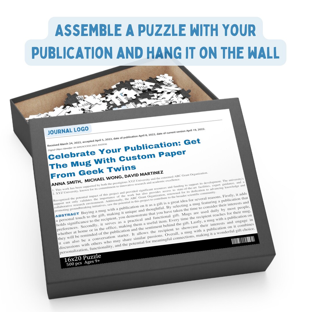 Custom Publication Gift Puzzle Game Research Article Decor Jigsaw Gift ...