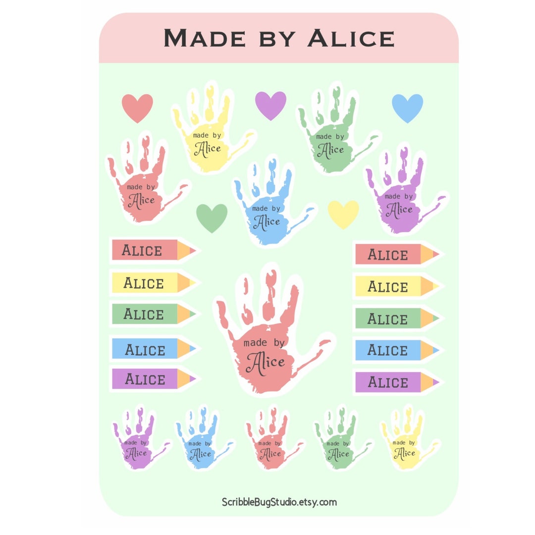 Personalised Handprint Stickers for Child's Artwork - “handmade By ...