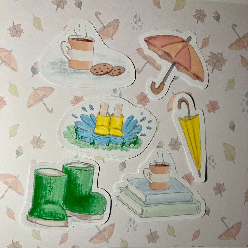 Umbrella Sticker Autumn Die Cut Sticker Fall Stickers - Etsy