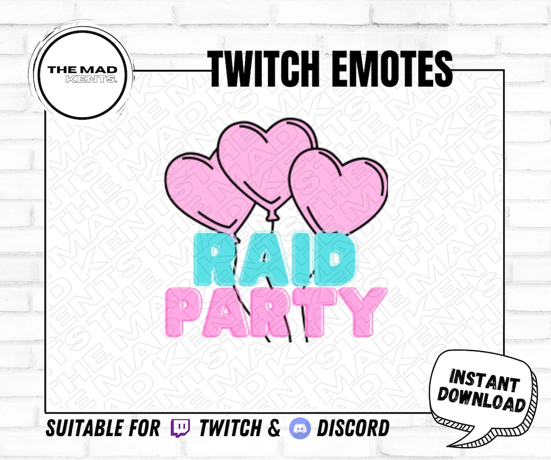 Raid Party // Twitch and Discord Emote / Kawaii / Bubble Text / Lurk - Etsy