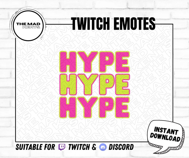 HYPE / Twitch and Discord Emote / Bubble Text / Pink Green - Etsy Israel