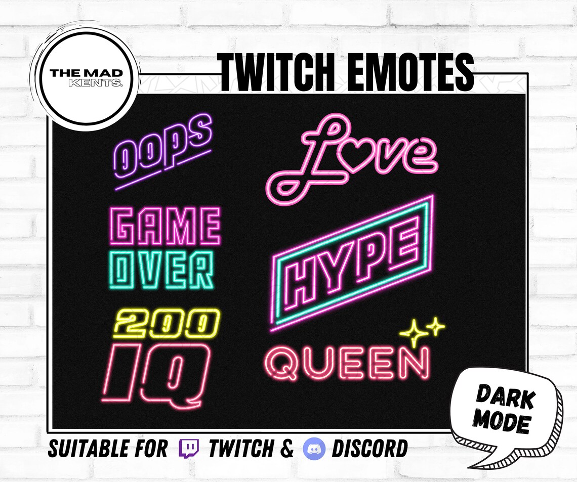 Retro Neon Text // Twitch Emotes Collection / Bright Colourful Streamer ...