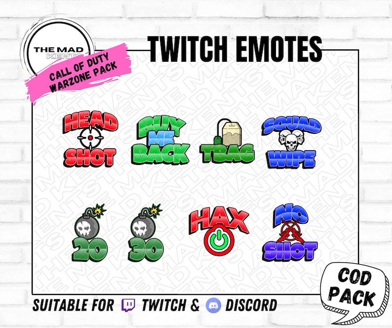 Twitch Emotes Collection // Bright Colourful Streamer Emote Pack / Cod ...