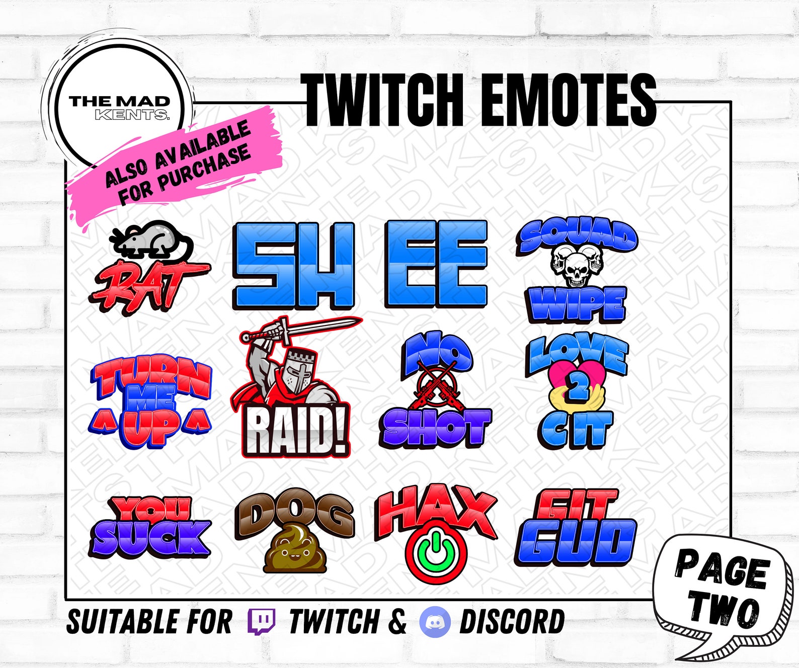 25 Twitch / Kick / Youtube Emotes Pack // Cute Bubble Text / Bright ...