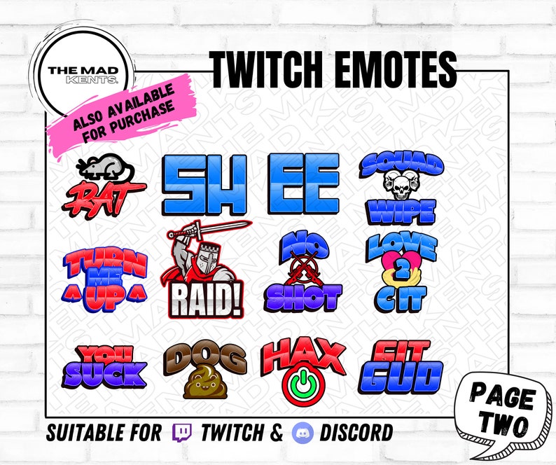 25 Twitch / Kick / Youtube Emotes Pack // Cute Bubble Text / Bright ...