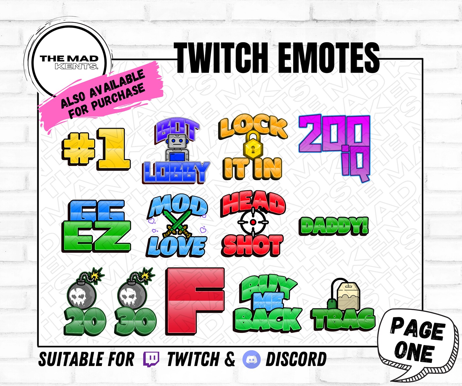 25 Twitch / Kick / Youtube Emotes Pack // Cute Bubble Text / Bright ...