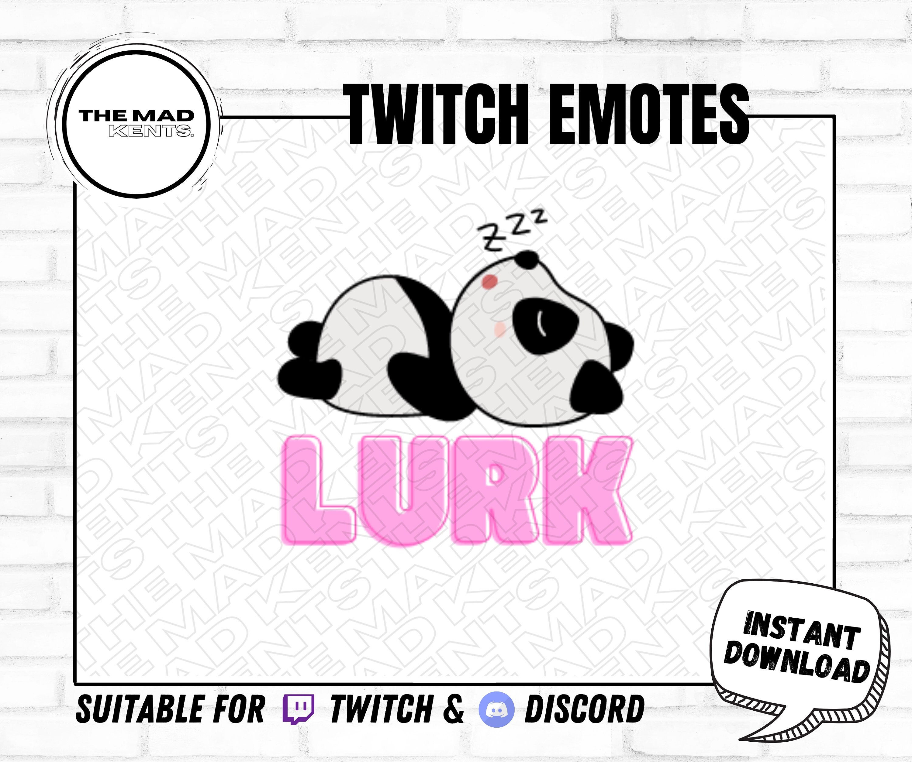 Twitch & Discord Emote // Cute Panda Lurk / Bubble Text - Etsy