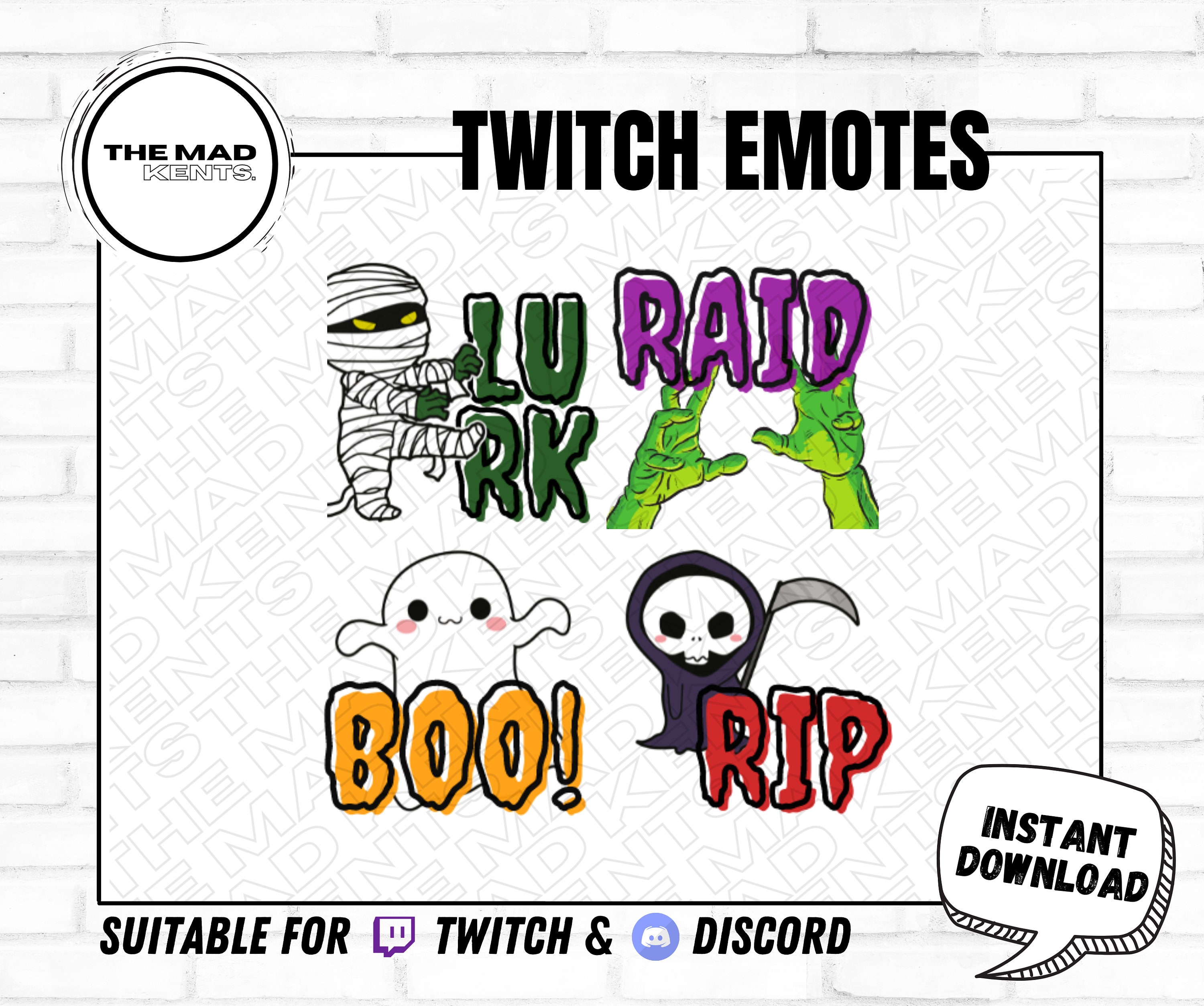Twitch & Discord Emote 4 Pack // Spooky Theme / Raid / RIP / BOO / Lurk ...
