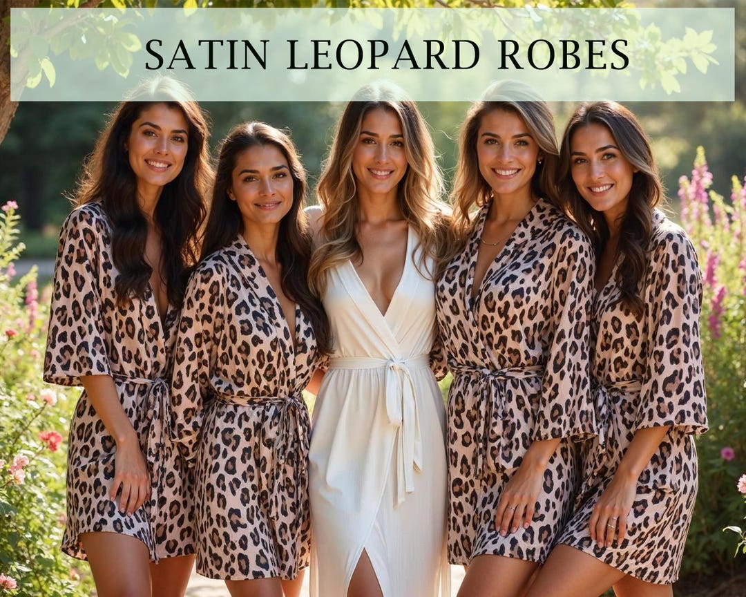 Leopard Print Robes Bridesmaids Satin Leopard Robes Custom Bridal Robes ...