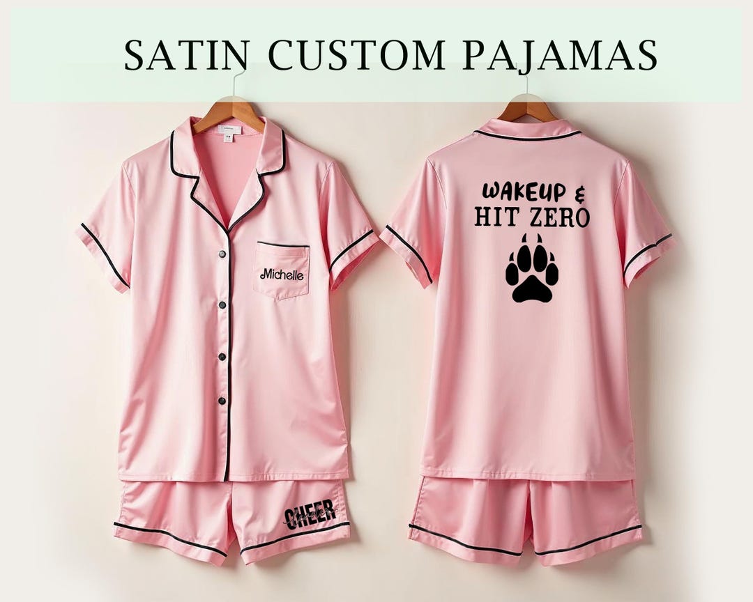 Eat Sleep Cheer Repeat Pajama Set Custom Cheer Team Pajama Sets Custom ...