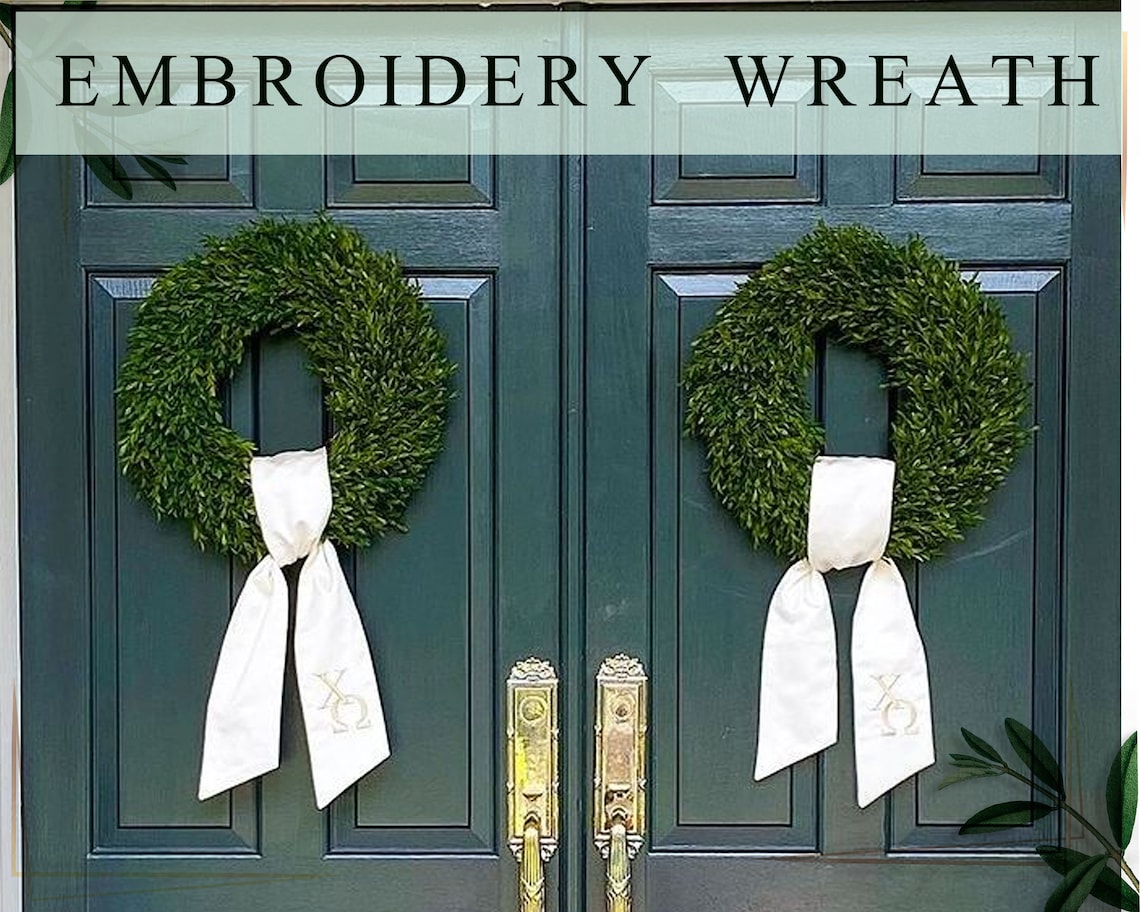 Monogram Wreath Sash Wreath Thanksgiving Boxwood - Etsy