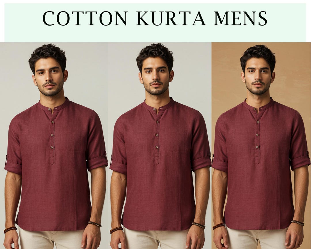 Men's Traditional Festive Kurta Long Sleeve Traditional Indian Shirt ...