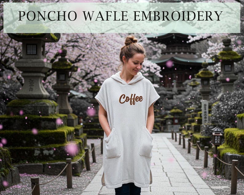 Personalized Waffle Beach Poncho Custom Embroidered Hooded Poncho Beach ...