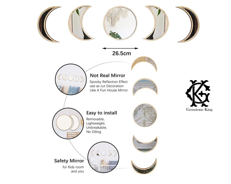 Moon Phase Mirror Set Home Decor Bestseller Moon Mirrors - Etsy