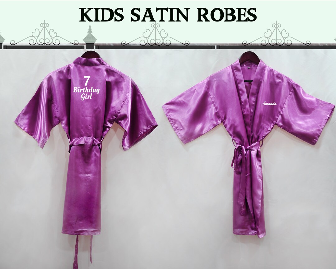 Birthday Party Satin Kids Robes With Names Personalized Kids Robes ...