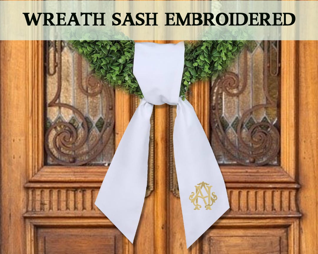 Housewarming Gift Sash Monogram Wreath Sash Front Door Wreath Sash ...
