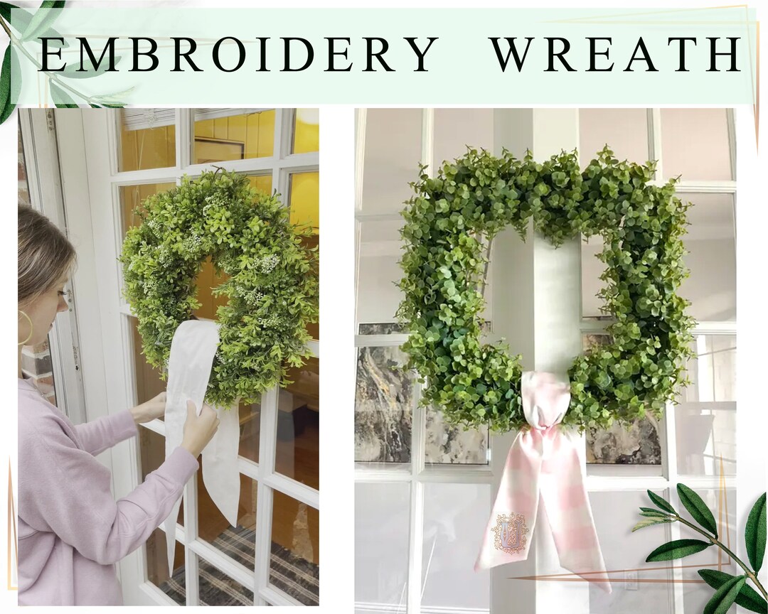 Roman Monogram Wreath Sash With Monogram Wreath Bow Monogram - Etsy