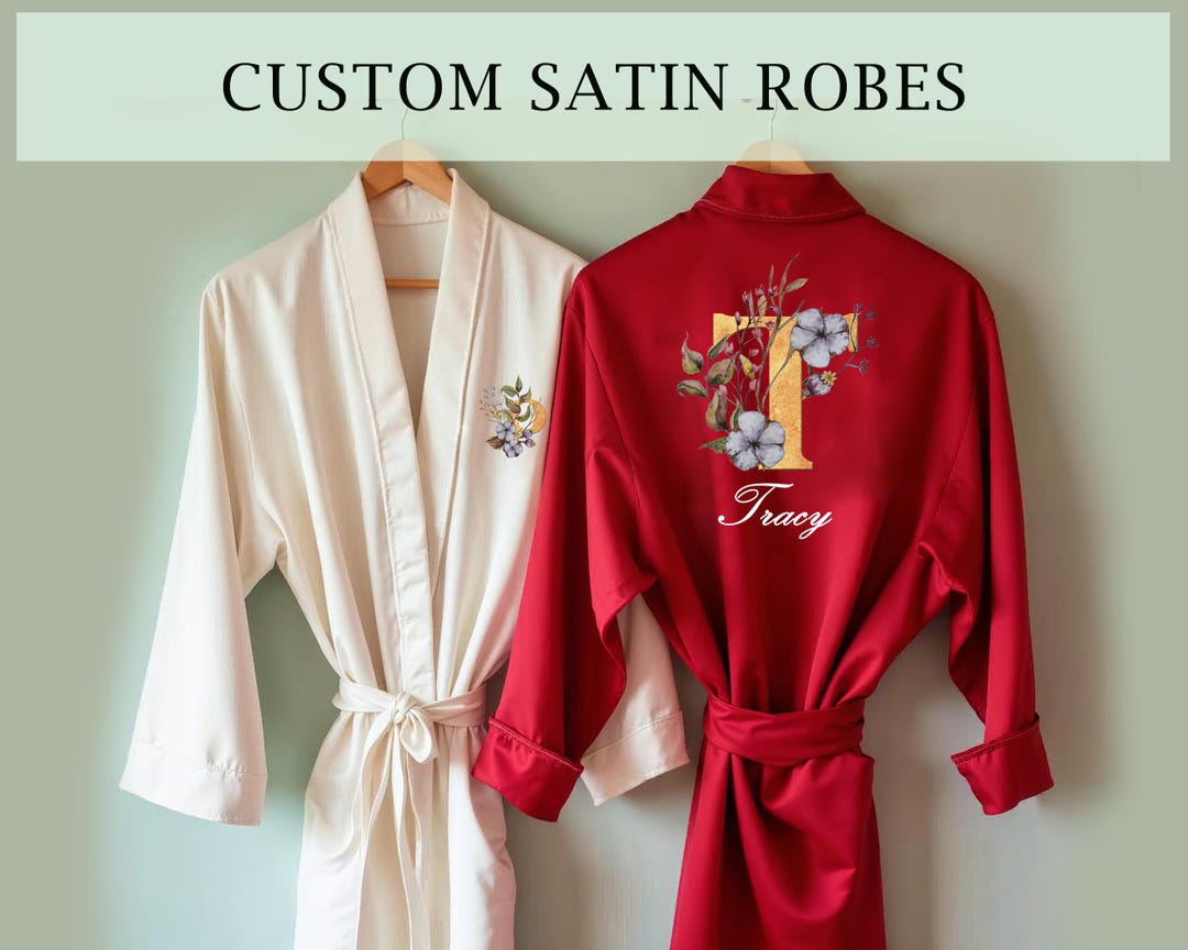 Custom Floral Alphabet Bridal Robe Bridesmaid Proposals Robe ...