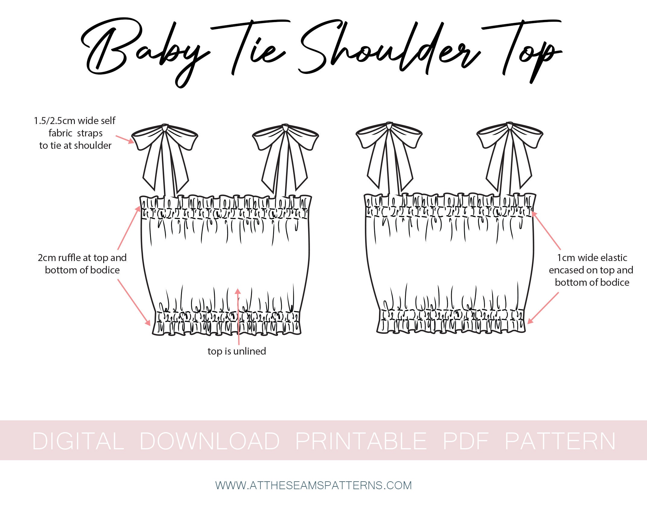 Baby Tie Shoulder Top Digital PDF Sewing Pattern, Instant Download ...