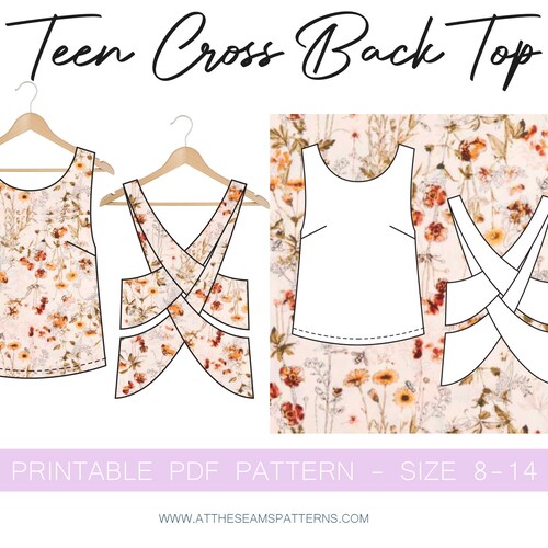 Girls Cross Back Top Digital PDF Sewing Pattern Instant - Etsy