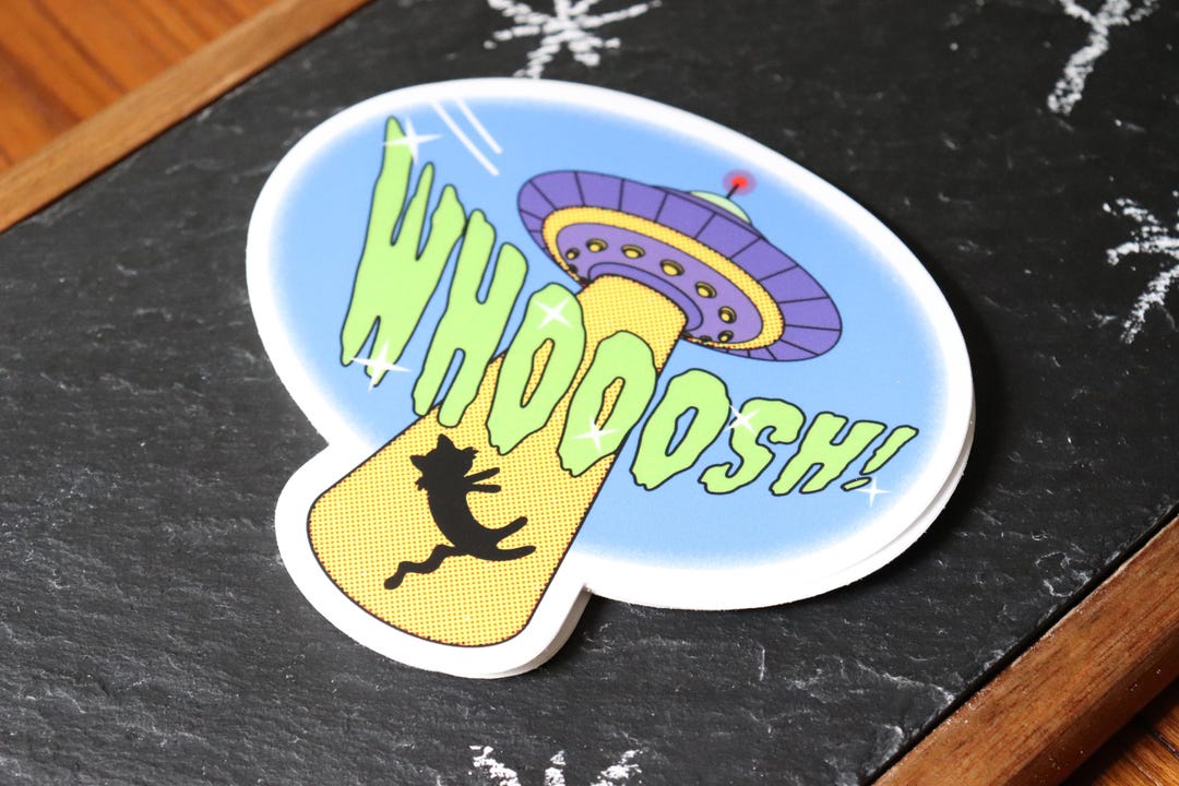 Comic Style Vinyl Abduction Decal for Kitty & Sci-fi Lovers, Waterproof ...