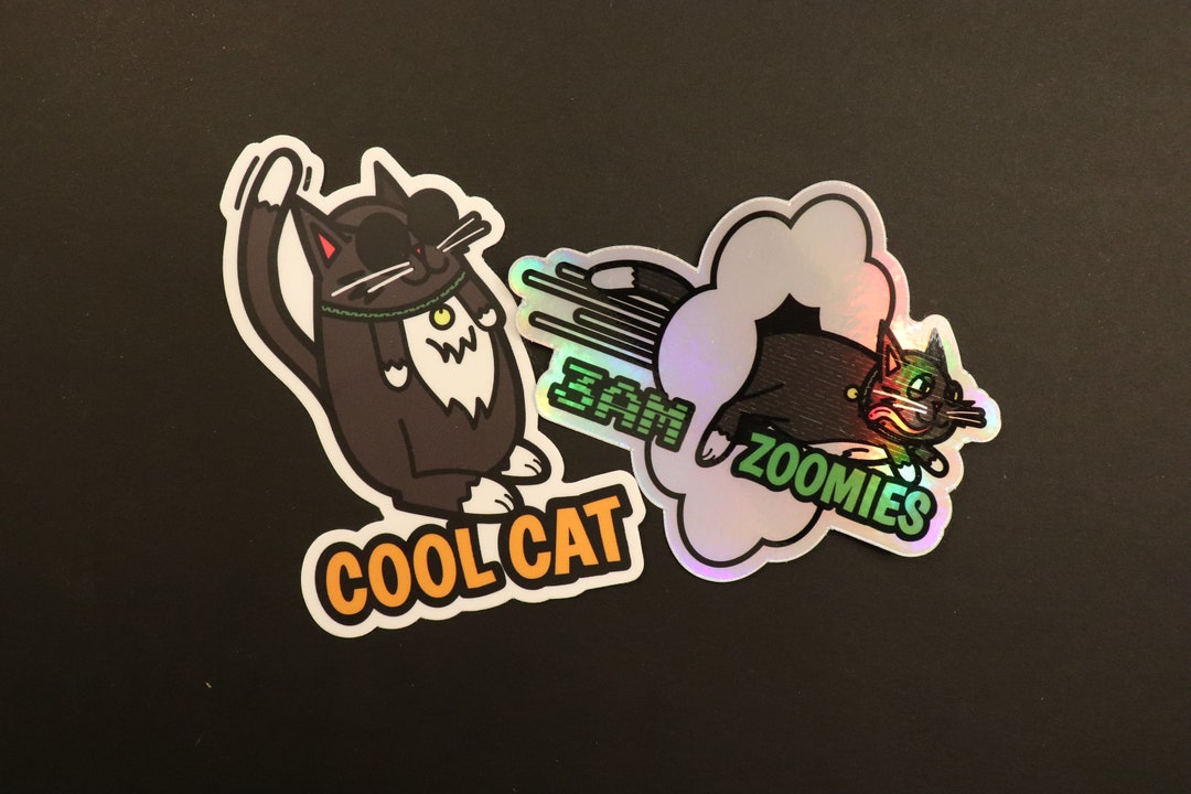Holographic Cat Stickers for Cat Lovers Die Cut Stickers for Hydroflask ...