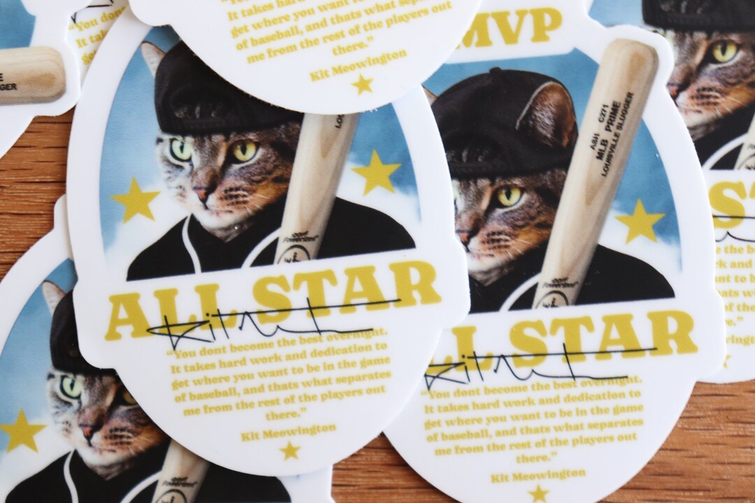 Sports Pet Portrait, Funny Cat Stickers, MVP Signed Baseball Gifts, All ...