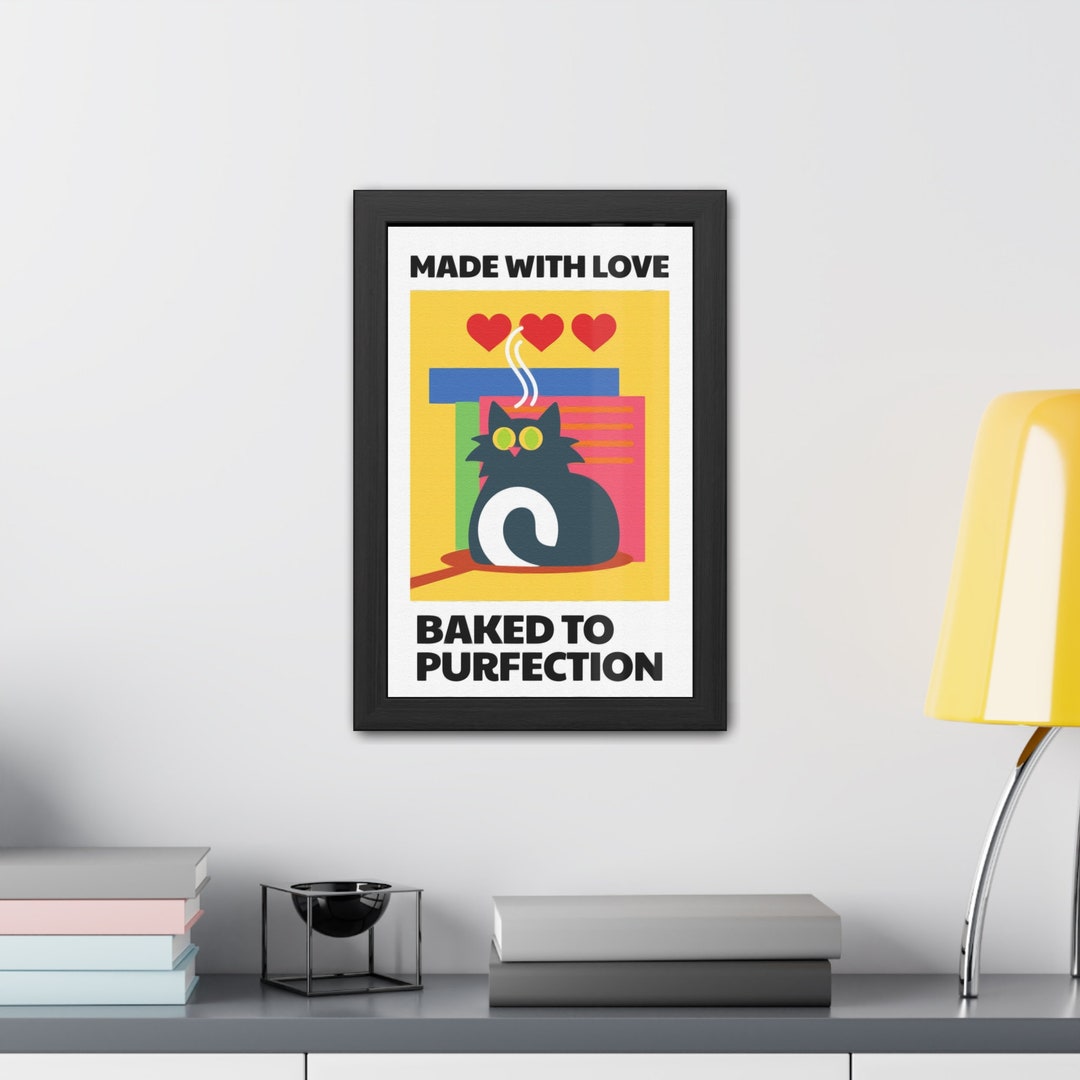 Framed Cat Cafe Poster, Cat Loaf Poster, Cat Vertical Framed Picture ...