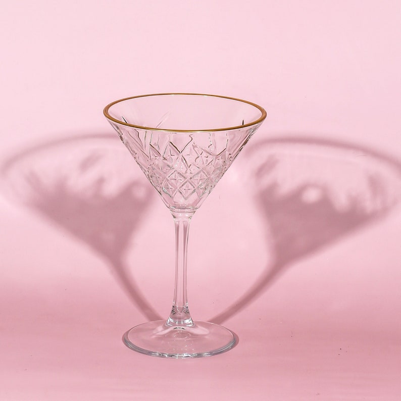Art Deco Cocktail Glasses Gold Rimmed Vintage Clear Martini - Etsy