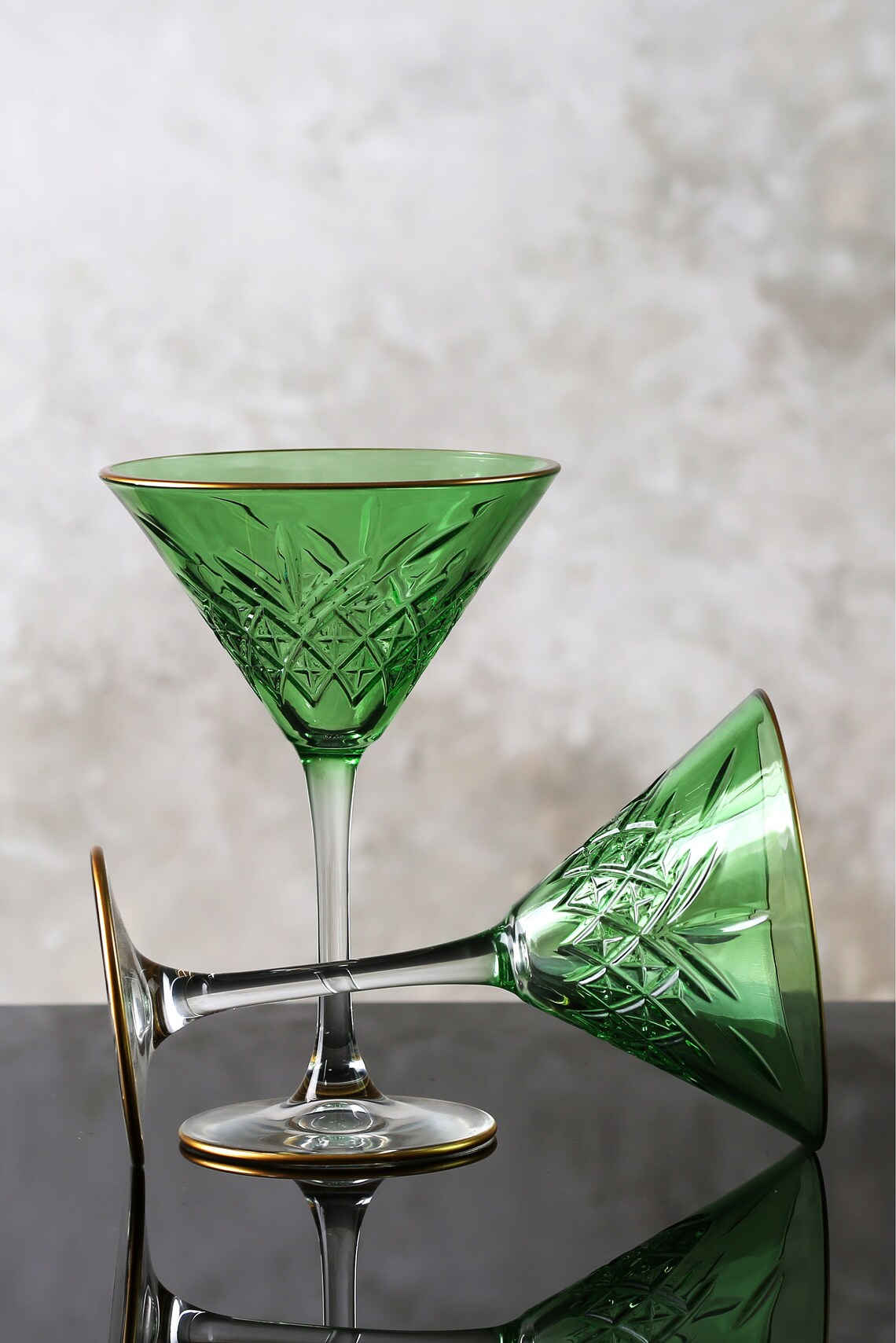 Colored Art Deco Cocktail Glasses Vintage Martini Set Green Etsy
