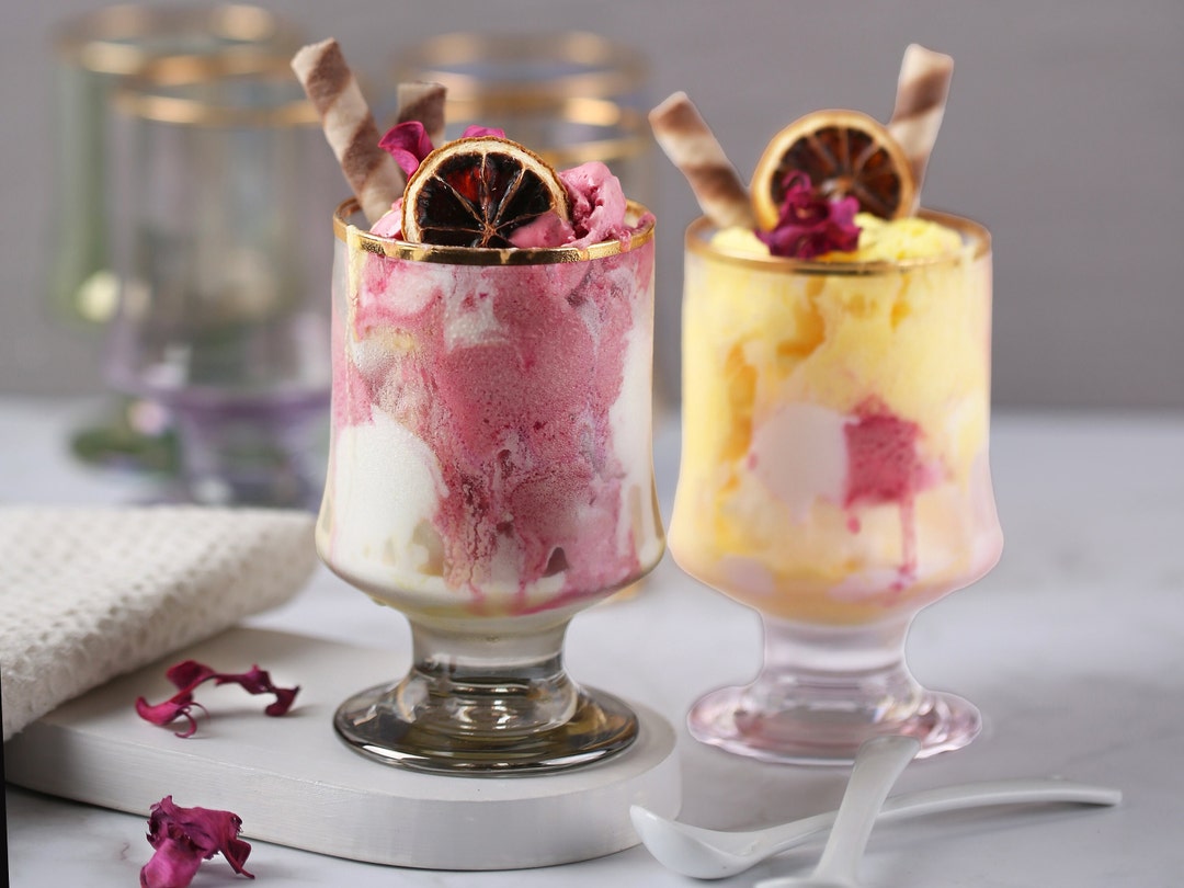 Vintage Sundae Glasses Retro Dessert Dishes Gold Rimmed - Etsy