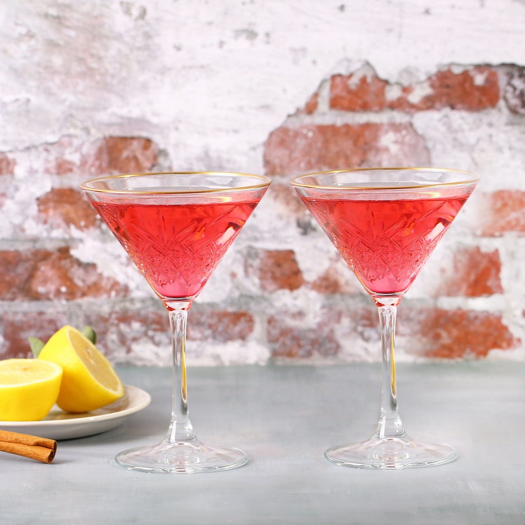 Art Deco Cocktail Glasses Gold Rimmed Vintage Clear Martini - Etsy