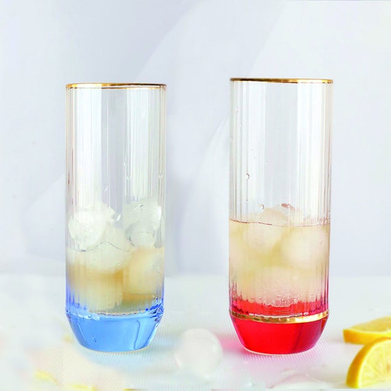 Colored Art Deco Cocktail Glasses Gold Rimmed Luxurious | Etsy