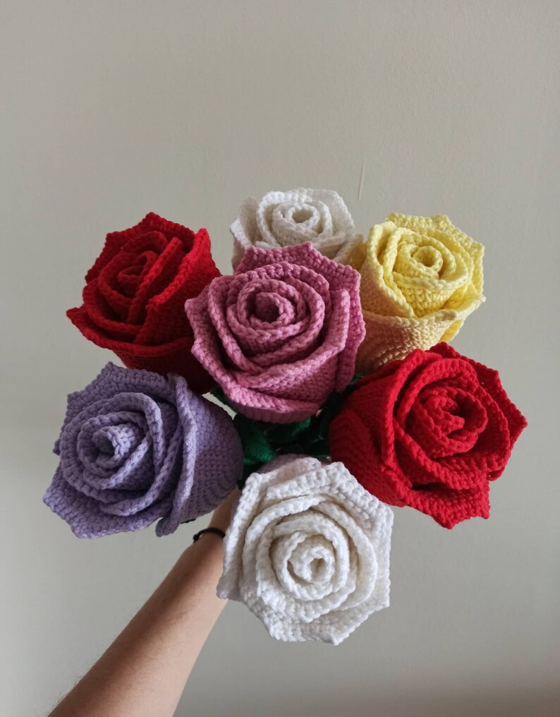 Beautiful Handmade Crochet Rose, Eternal Flower for Home Decor, Flower ...