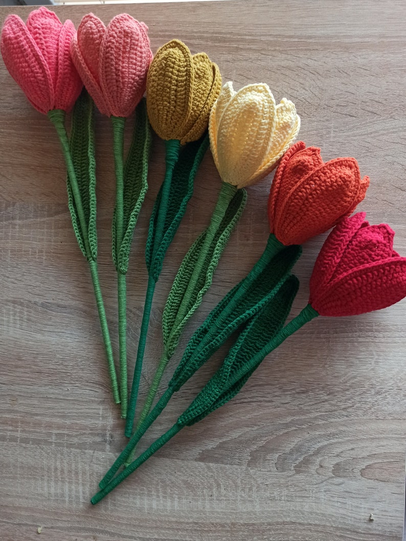 Eternal Crochet Tulips, Handmade Flower Bouquet, Unique Birthday or ...