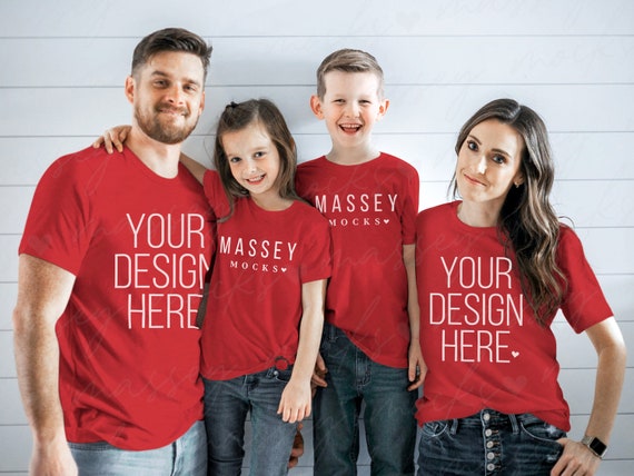 Family Mockup Family Shirt Mockup Red Shirt Mockup - Etsy