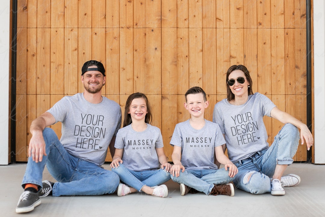 Family Mockup | Family Shirt Mockup | Athletic Heather Shirt Mockup ...
