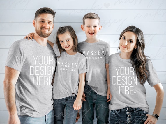 Family Mockup Family Shirt Mockup Athletic Heather Shirt - Etsy